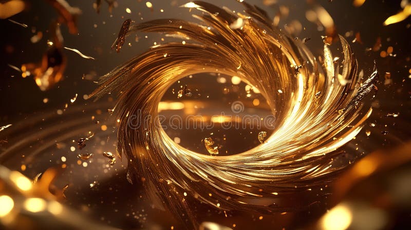 A Swirling Golden Vortex Surrounded by Glittering Particles in a ...