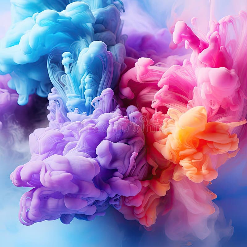 Swirling Ink Drops Forming a Vibrant Rainbow Stock Illustration ...