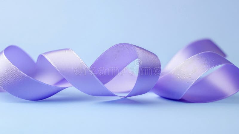 A Swirling Lavender Ribbon on a Pale Blue Background Stock Illustration ...