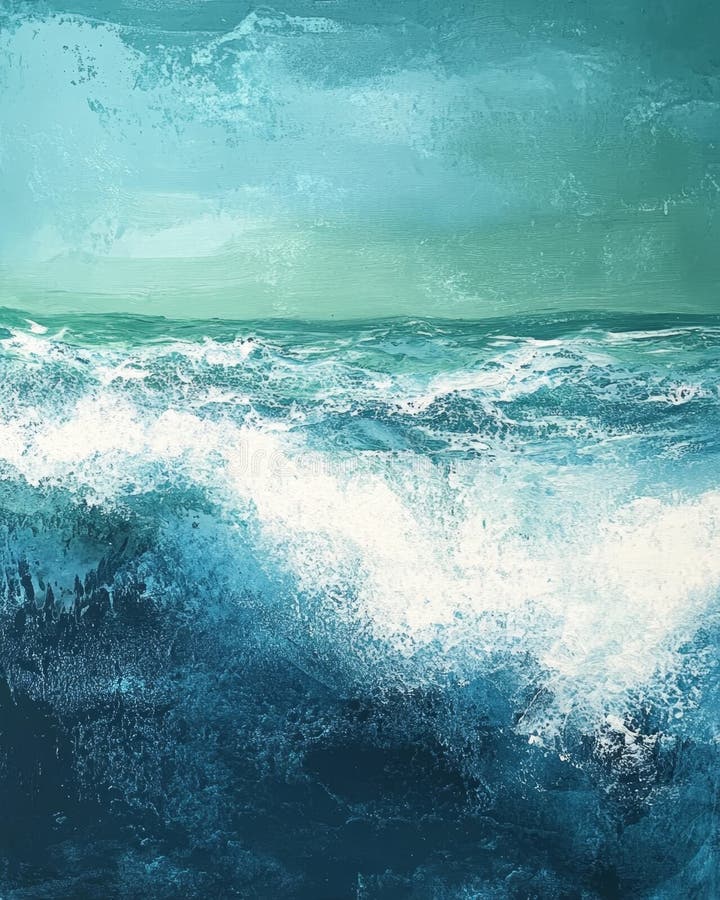 Translucent Blue and Green Fluid Acrylic Art Capturing an Underwater ...