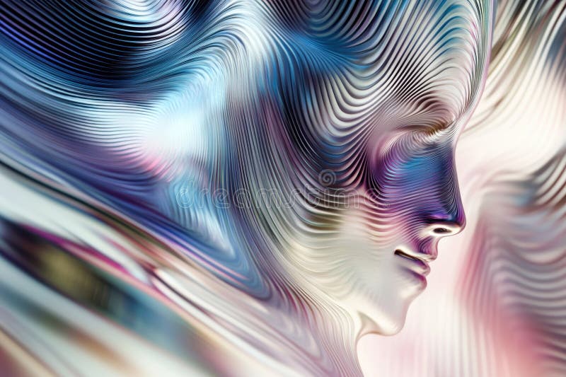 Abstract Representation of a Human Face with Fluid Lines Reflecting ...