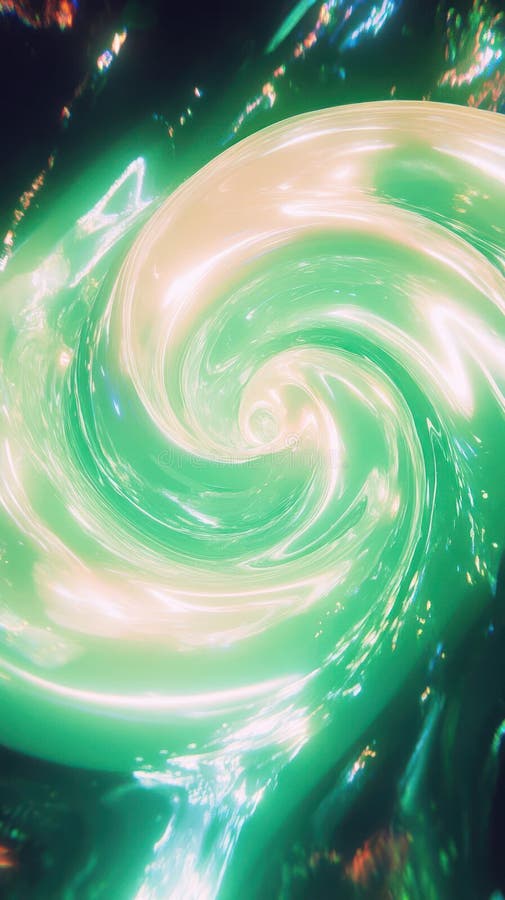 A Swirling, Luminous Green Vortex with a Glossy Texture, Evoking a ...