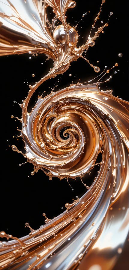 Swirling Metallic Liquid Creating Dynamic Abstract Background for ...