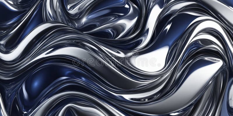 Swirling Metallic Silver Deep Navy Blue Elegant Modern Luxury Abstract ...
