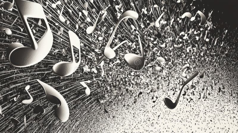Monochrome Symphony of Swirling Musical Notes Stock Illustration ...
