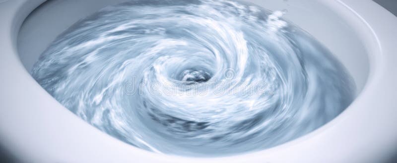 The Swirling Motion of Water in a Toilet Bowl Creating a Vortex Effect ...