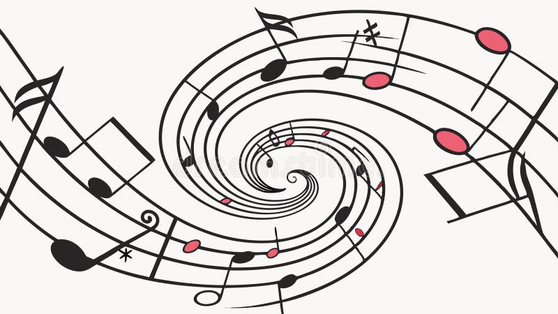Swirling Musical Notes and Staff, Melody Flow, Vector Design Generative ...