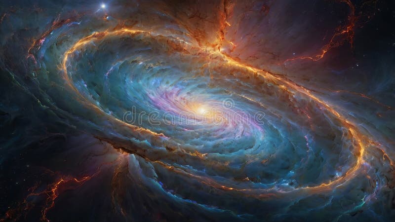 A Swirling Nebula of Gas and Dust in Space Stock Illustration ...