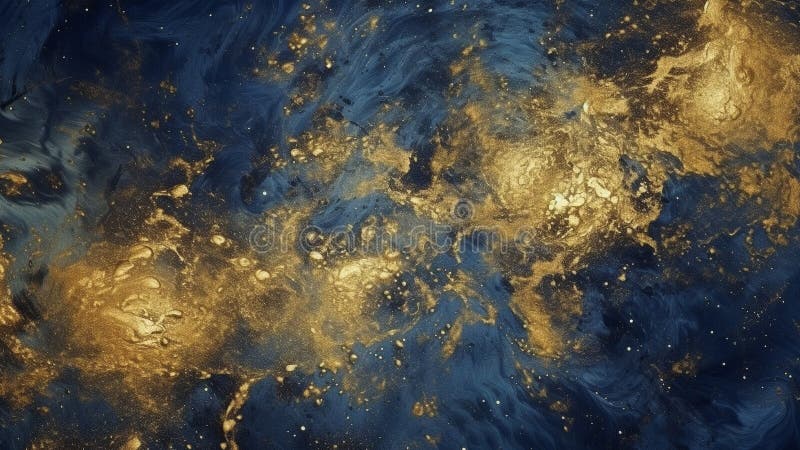 Swirling Nebula in Stellar Gold and Deep Space Navy Stock Illustration ...