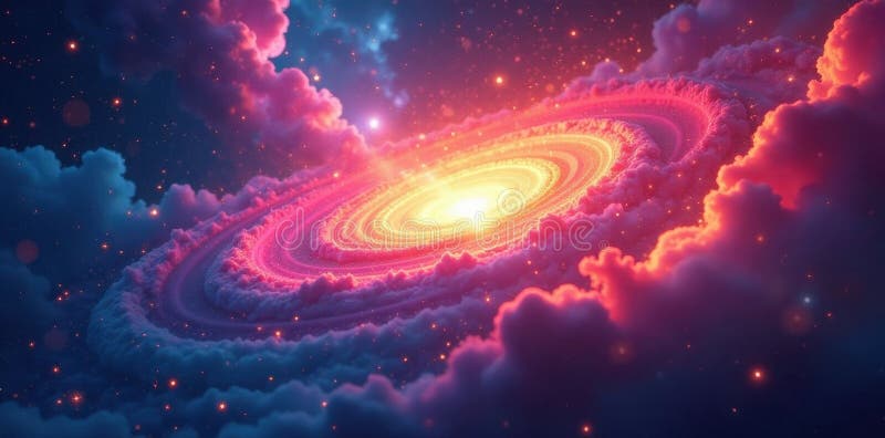 Swirling Nebula, Vibrant Rainbow Light Explodes from Center, Fantasy ...