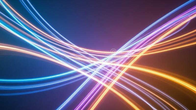Neon Light Trails on a Dark Gradient Background Glowing Stock ...