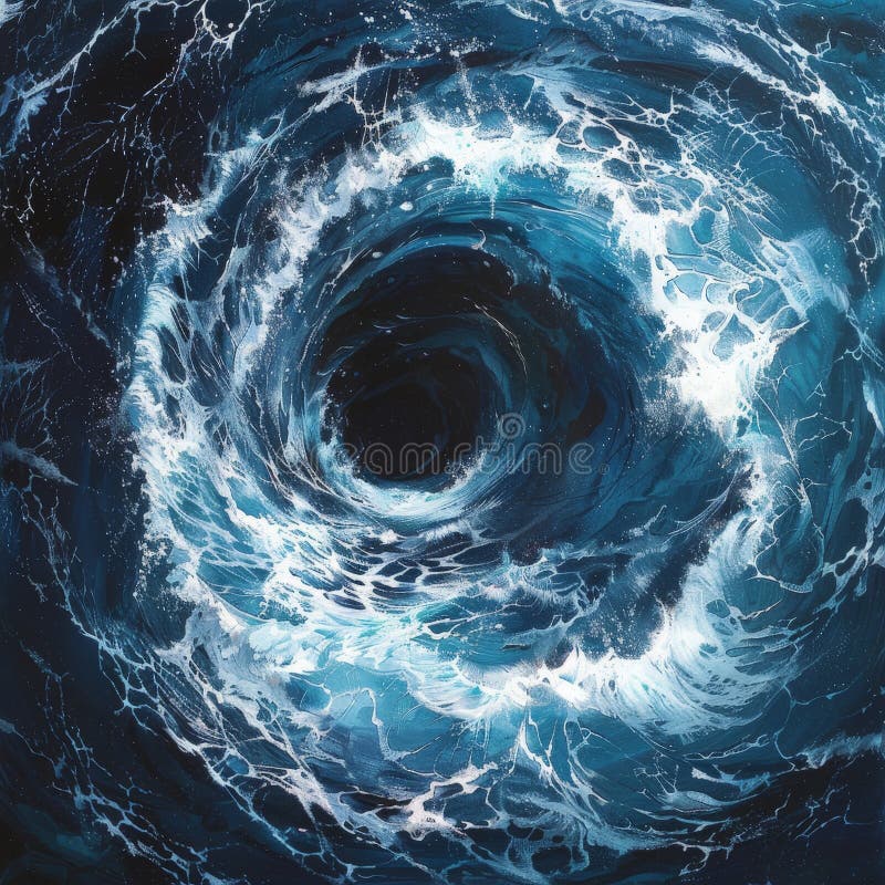 Swirling Ocean Vortex with Crashing Waves Stock Illustration ...