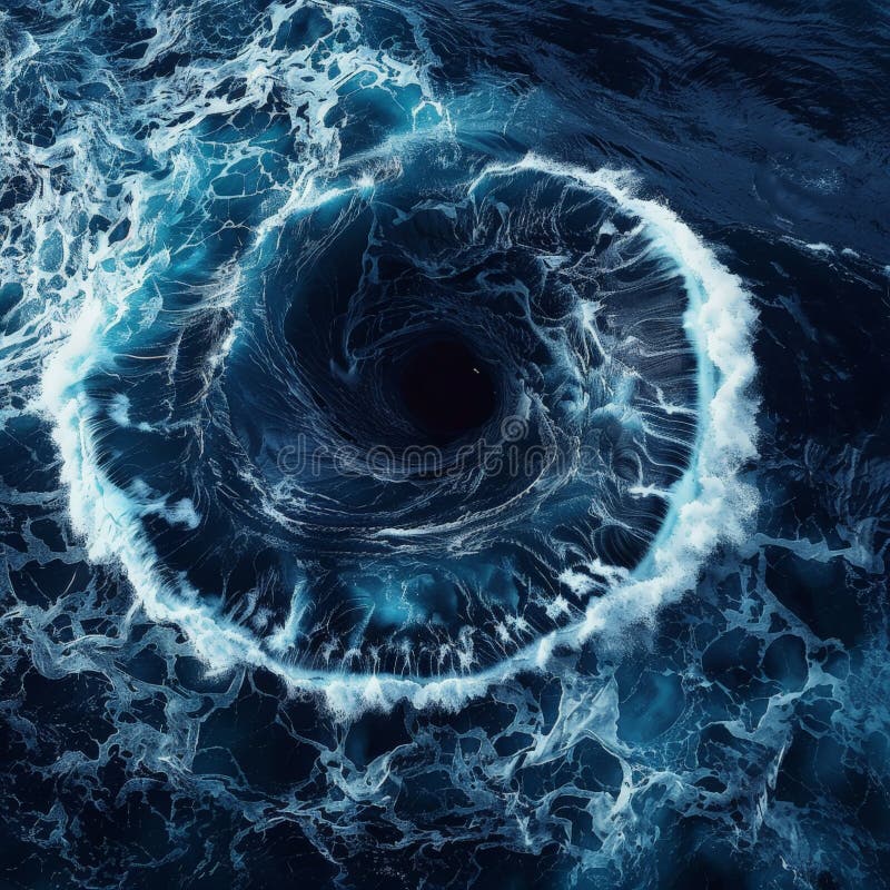Swirling Ocean Waves and Vortex Stock Illustration - Illustration of ...