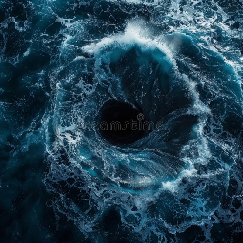 Swirling Ocean Waves and Vortex Stock Illustration - Illustration of ...