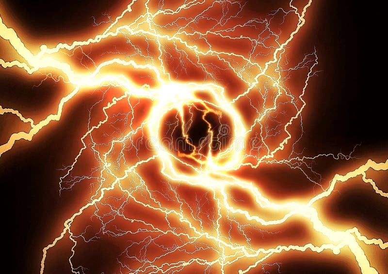 Swirling Orange Lightning Abstract Background Stock Photo - Image of ...