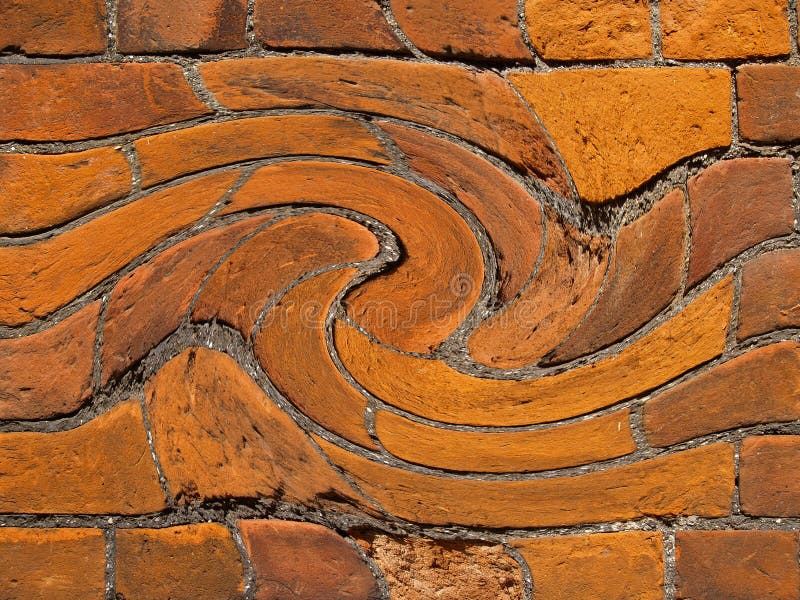 Swirling Path Like Tattern through Bricks in Wall Stock Image - Image ...