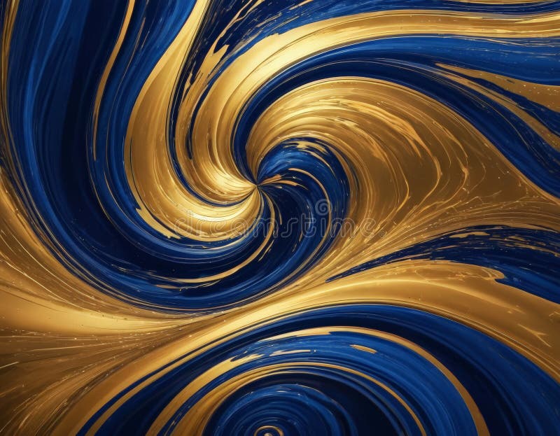 Swirling Pattern Blue and Gold Swirls, with Golden Center, Creates ...