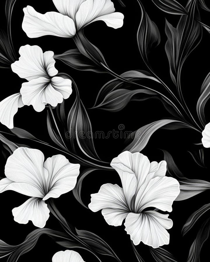 Dynamic Iris Silhouettes Swirling on Black Background Stock ...