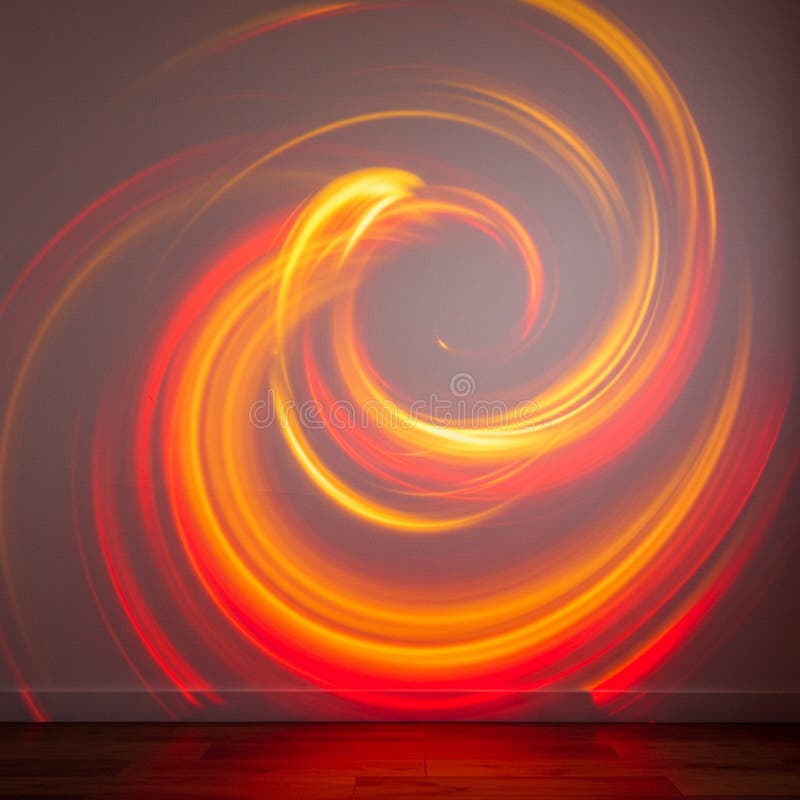 A Swirling Pattern of Yellow and Red Light Creates a Dynamic Spiral on ...