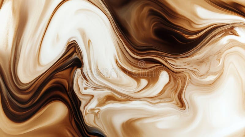 Swirling Patterns of Coffee Blending Gently with Milk in a Dynamic ...