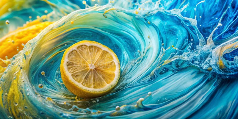 Swirling Patterns of Lemon Yellow and Ocean Blue Creating a Visually ...