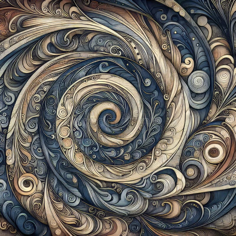 Swirling Patterns a Swirling Pattern of Lines and Shapes in a Me Stock ...