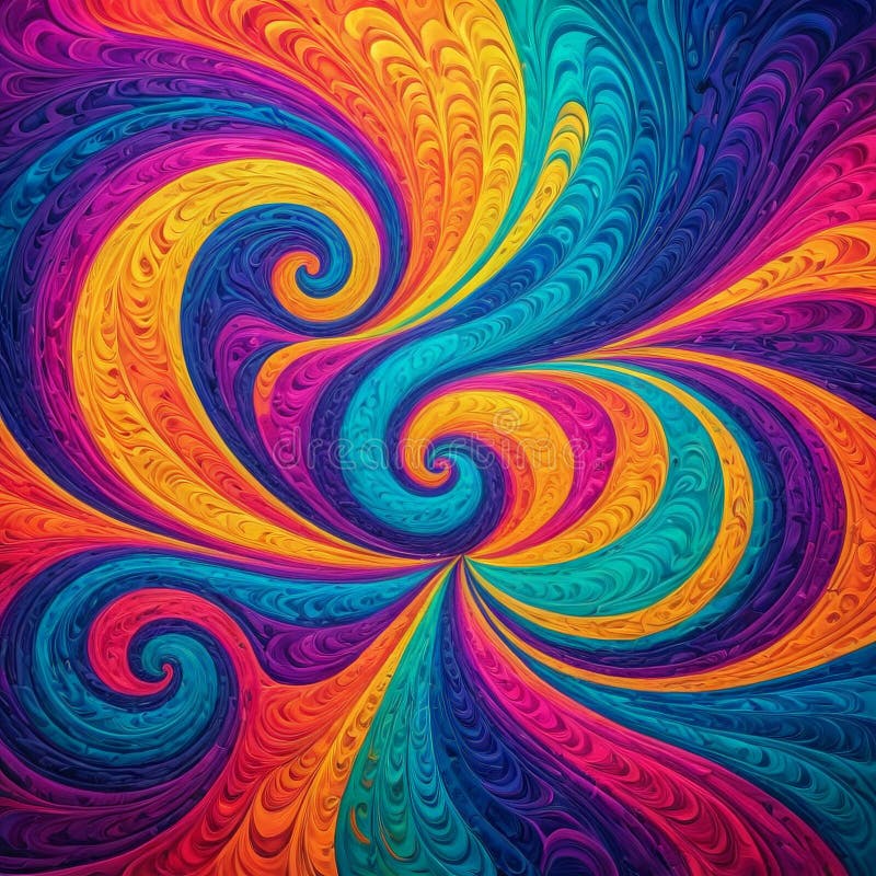 Swirling Psychedelic Pattern in Vibrant Colors Stock Photo - Image of ...