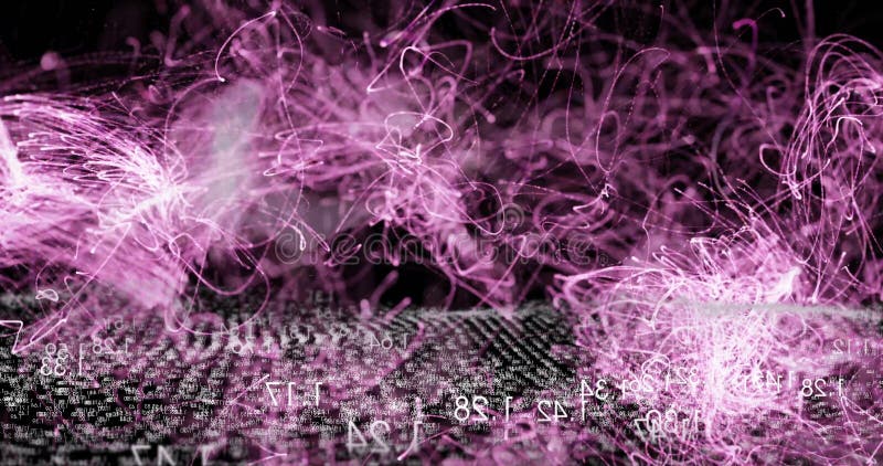Swirling Purple-pink Light Trails Floating in Virtual Digital Space ...