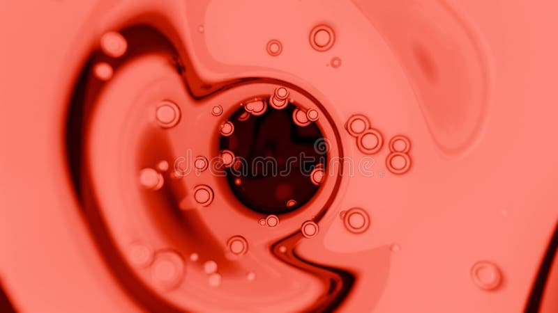 Swirling Red Liquid Forms Bubbles Around a Dark Center. Design Stock ...