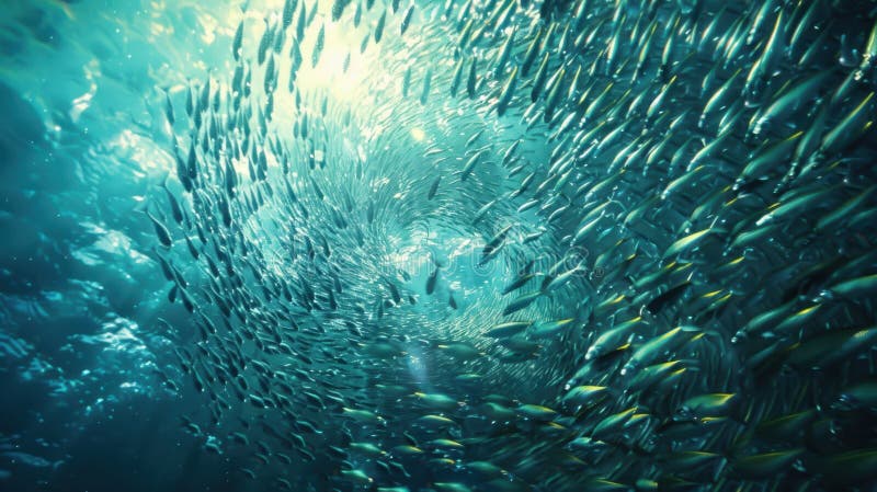 The Swirling School of Fish. AI Generated Stock Image - Image of swirl ...