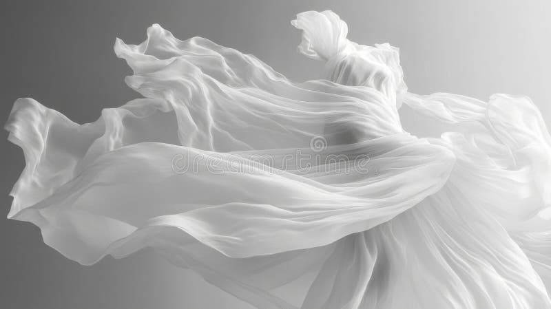 A Swirling, Sheer Fabric Captured in a Monochromatic Photograph Stock ...