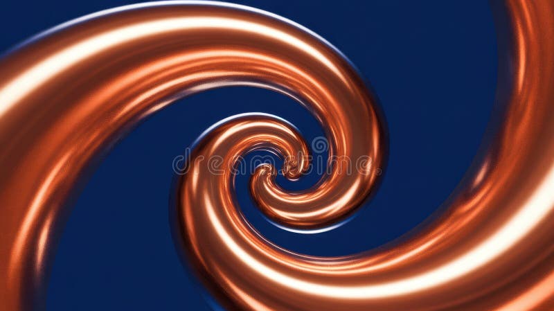 A Swirling Spiral of Shiny Copper on a Deep Blue Background, Creating a ...