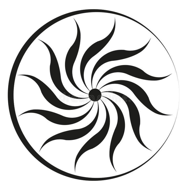 Swirling Sun Shape. Radiant Solar Icon. Abstract Flame Pattern. Vector ...