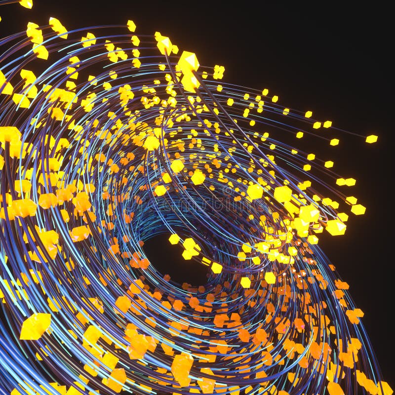 Swirling Swirls with Gradient Lines, 3d Rendering Stock Illustration ...