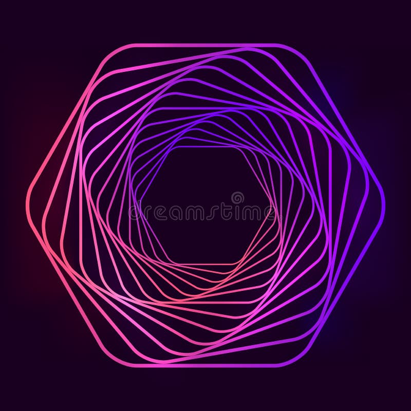 Swirling Symbol. Optical Illusion. Twisted Hexagon. 3D Wireframe ...