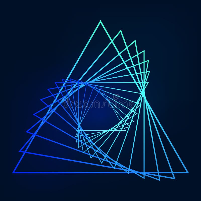 Swirling Symbol. Optical Illusion. Twisted Triangle. 3D Wireframe ...