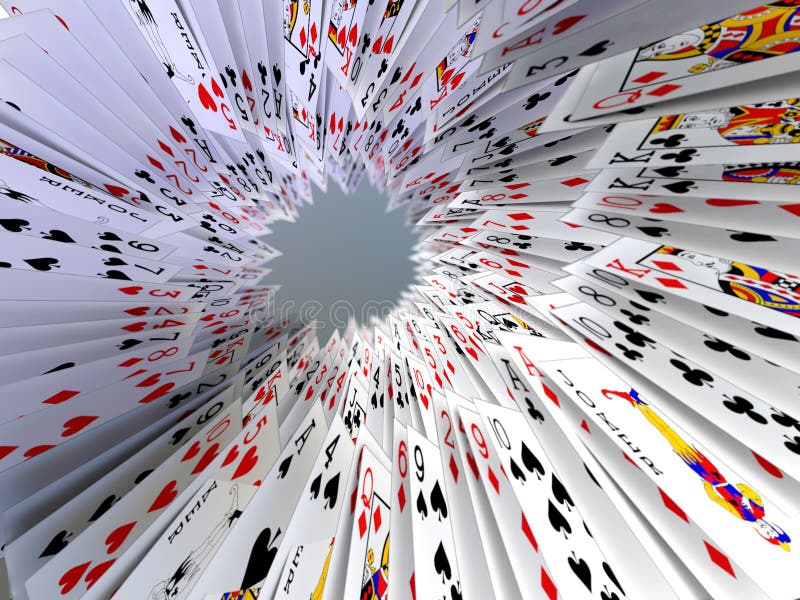 Swirling Tunnel of Playing Cards in Endless Loop Stock Illustration ...