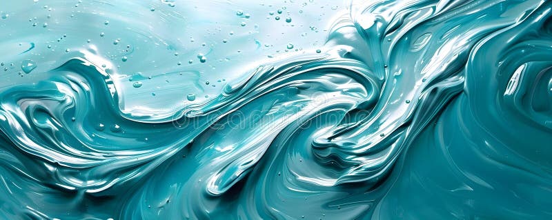 Swirling Turquoise Acrylic Paint on Reflective Background. Concept ...