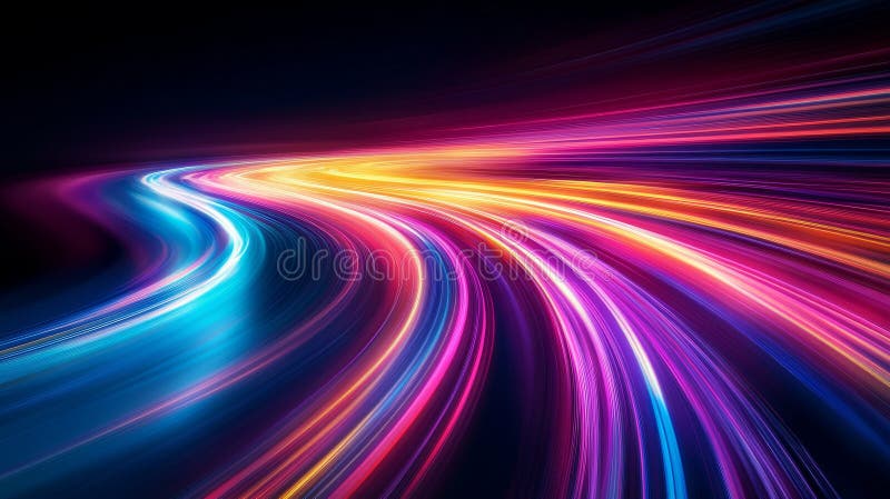 Swirling Vibrant Light Trails Create Dynamic Motion Art. Stock Photo ...