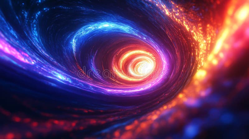A Swirling Vortex of Blue and Orange Energy Leading To a Bright White ...