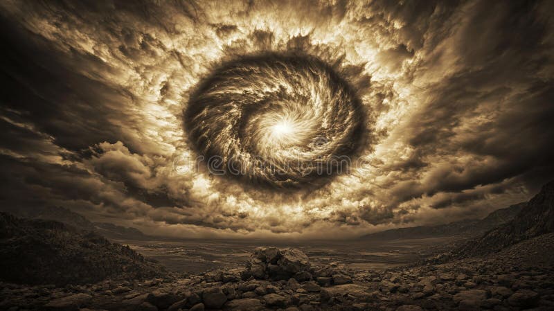 Apocalyptic Vortex: a Swirling Storm Dominates a Desolate Landscape ...