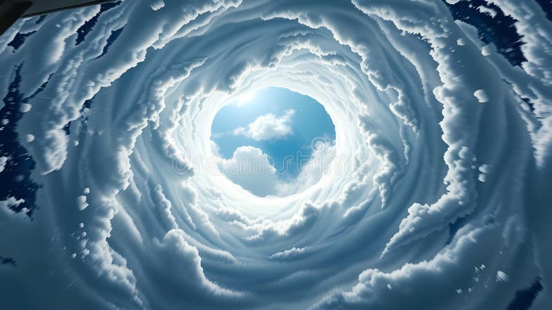 A Swirling Vortex of Clouds Reveals a Patch of Blue Sky, a Dramatic and ...