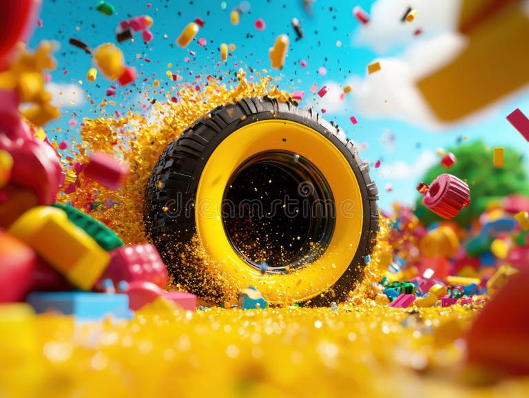 Swirling Vortex of Colorful Toys and Objects Creating Playful ...