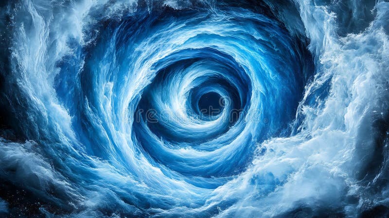 A Swirling Vortex of Deep Blue Water and Fluffy Clouds Stock ...