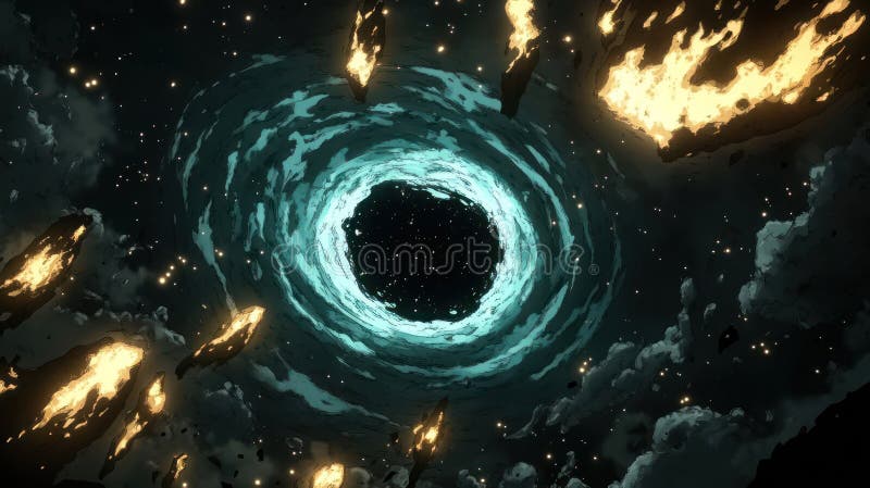 A Swirling Vortex with Fiery Debris in a Dark Sky, Creating a Dramatic ...