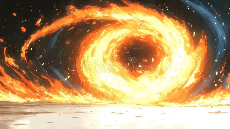 A Swirling Vortex of Fire Against a Dark Background, Creating a ...