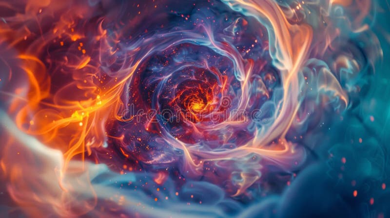 A Swirling Vortex of Fire and Blue in a Digital Painting, AI Stock ...