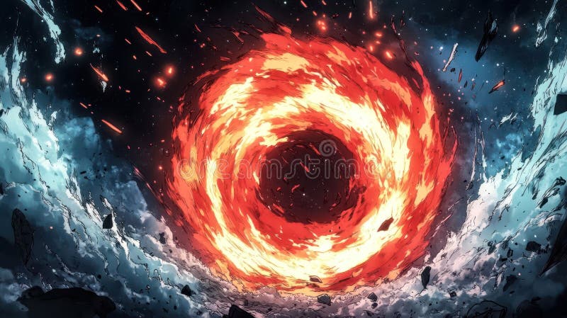 A Swirling Vortex of Fire and Energy Amidst a Cosmic Backdrop Stock ...