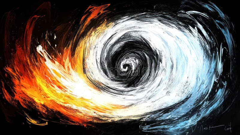 A Swirling Vortex of Fire and Ice, Symbolizing Duality and Balance in ...