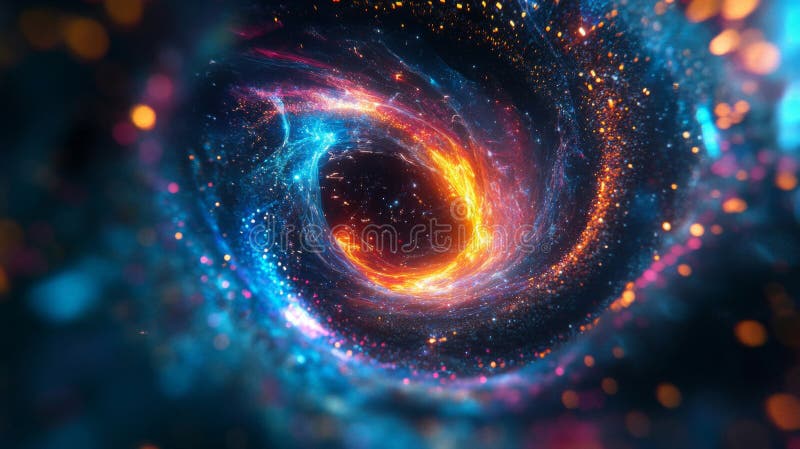 A Swirling Vortex of Fire and Light in a Dark Cosmic Void Stock ...